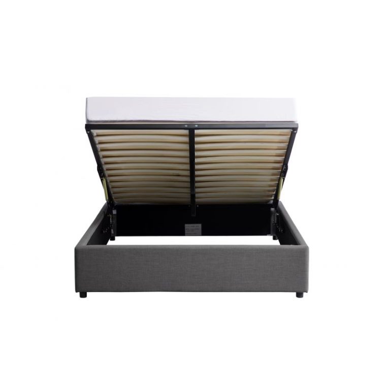 Cadre de lit avec sommier à lattes et coffre de rangement en tissu ...