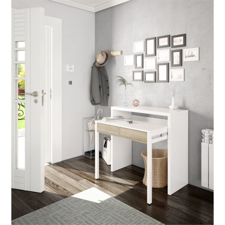 Bureau console extensible 2 tiroirs L100 cm | Monalia.fr | Prix direct ...